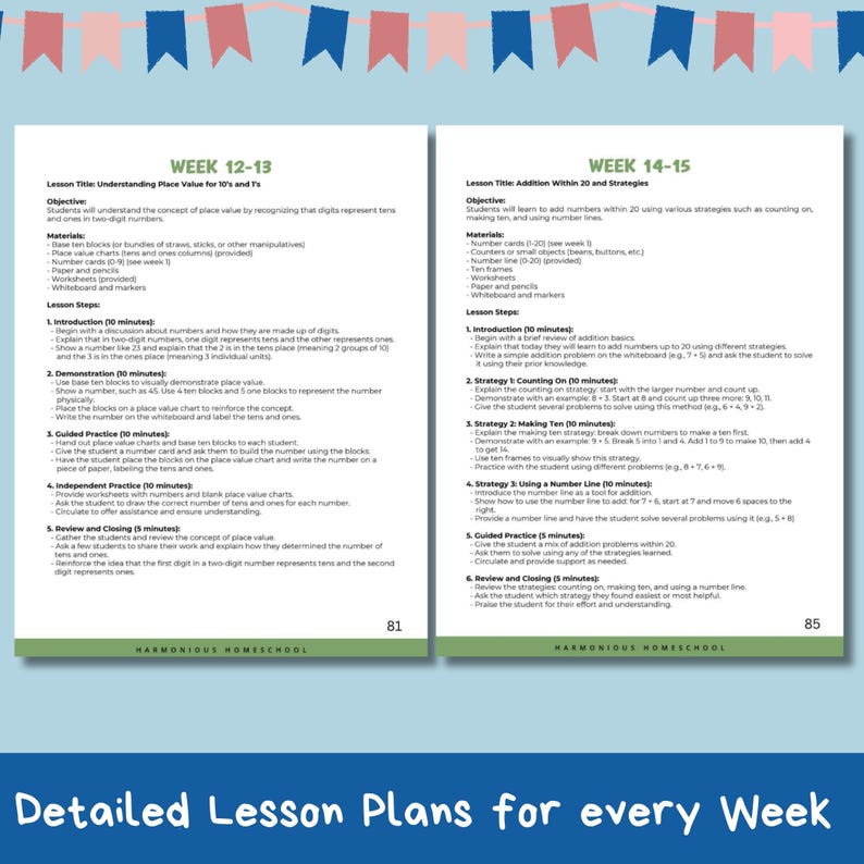 First Grade Math Curriculum Bundle: Homeschool Lessons, Worksheets and ...