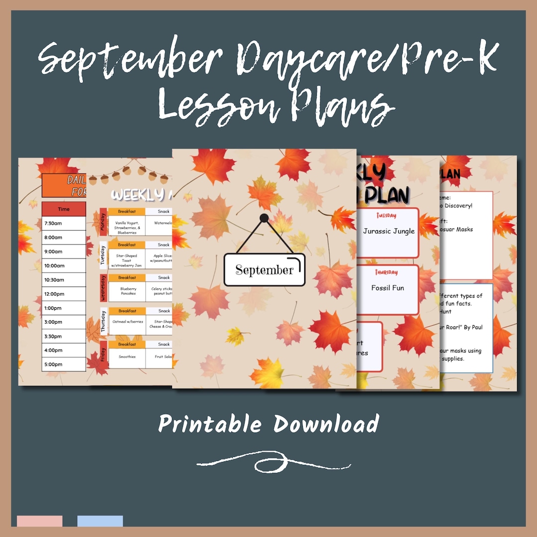 September Daycare Toddler & Pre-k Curriculum: Daily Lesson Plans ...