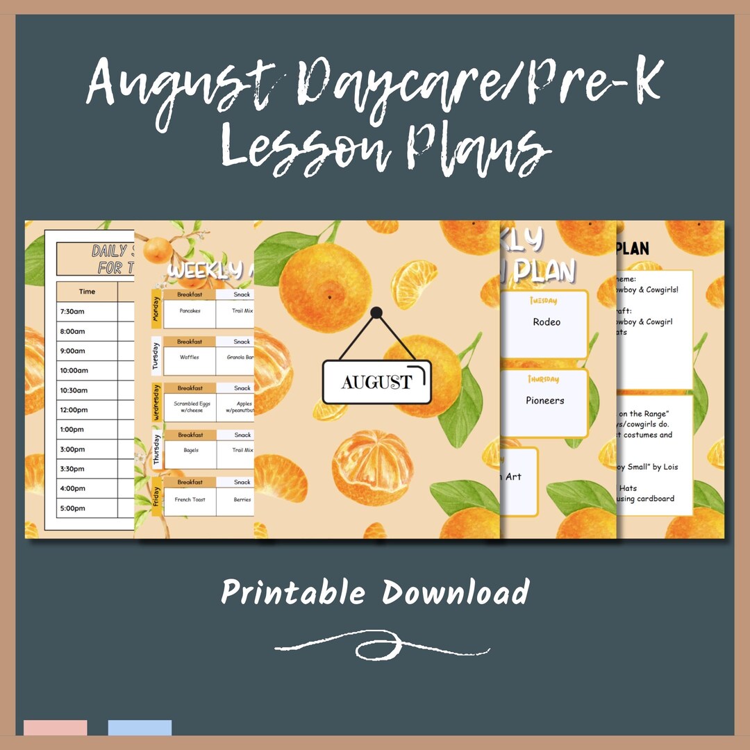 August Daycare & Preschool Curriculum: Toddler Lesson Plans (PDF) - Etsy