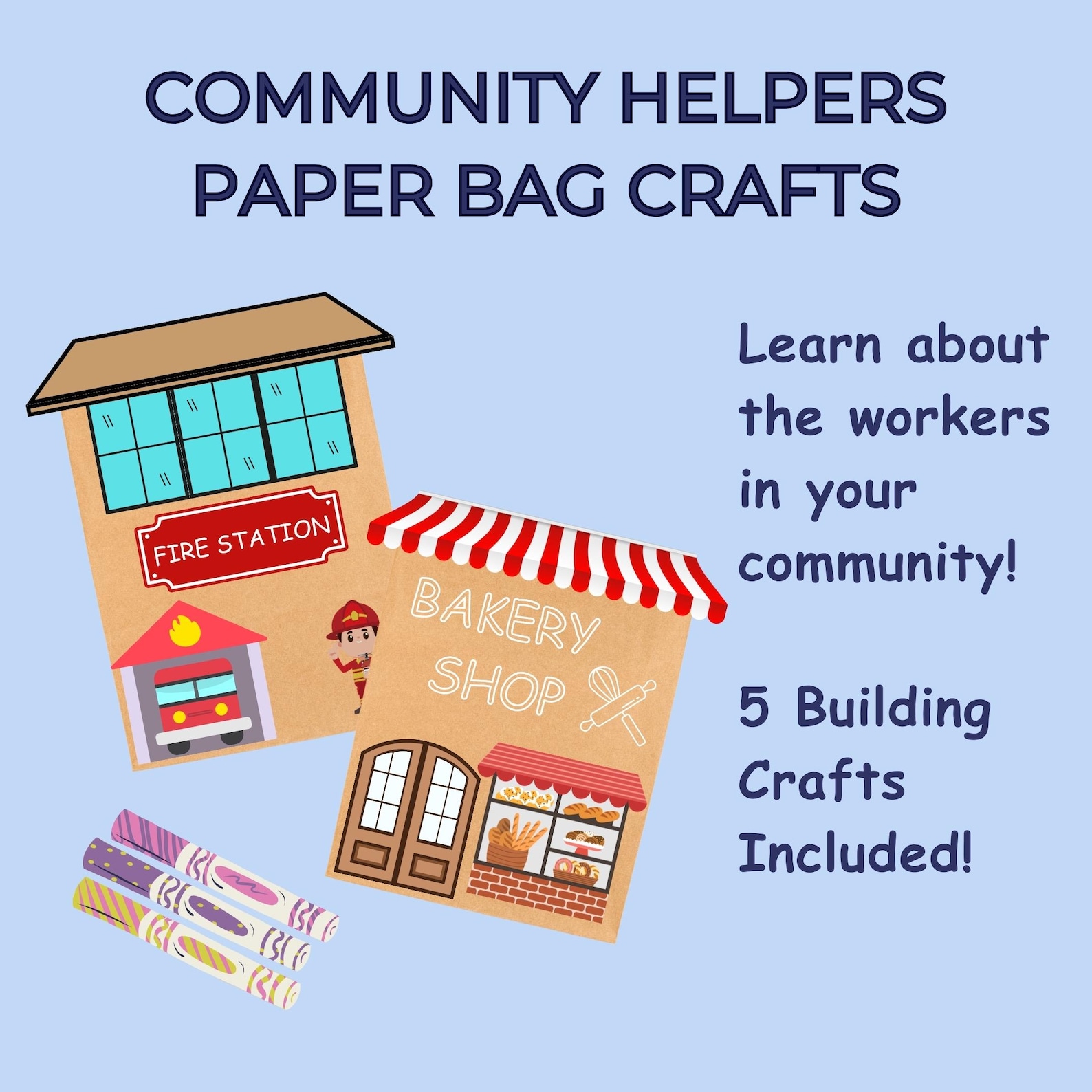 Community Helpers Paper Bag Craft Bundle: Firefighters, Police Officers ...