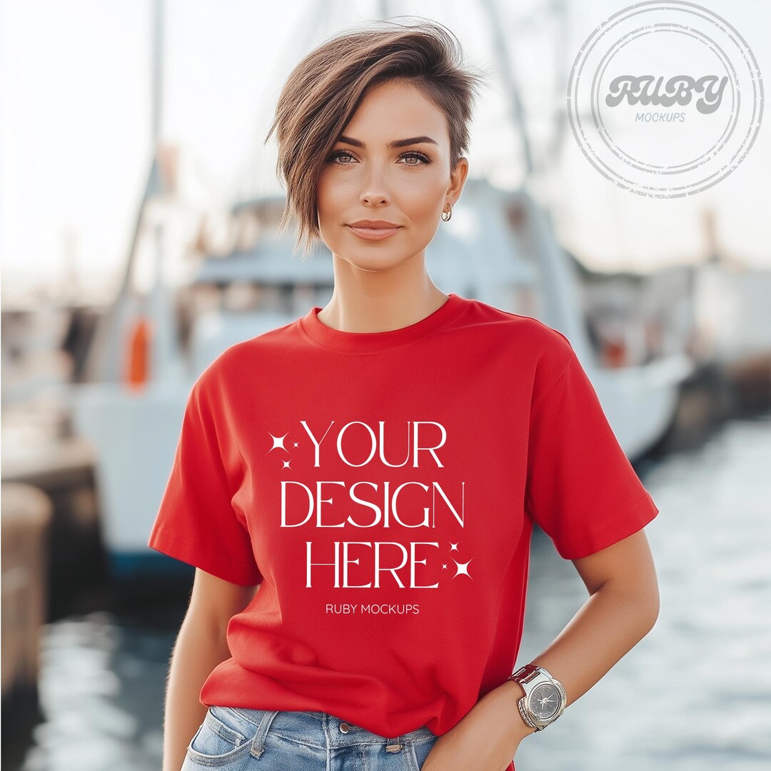 Gildan 64000 Red T-shirt Mockup,soft Style T Shirt Mock Up, Red T-shirt ...