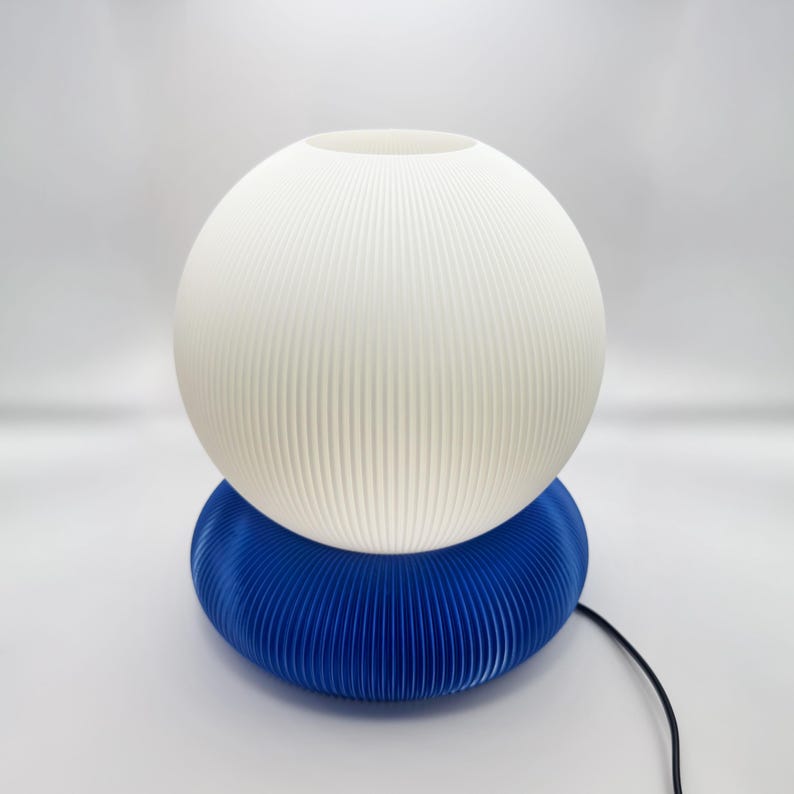 Alena Sphere Table Lamp With Donut Base – Modern Ribbed Lamp – Ambient ...