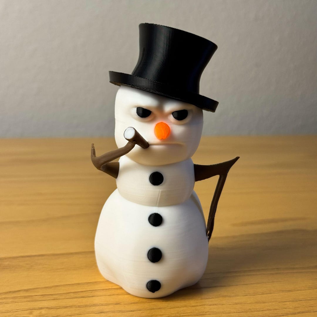 Funny Smoking Snowman – 3D Printed Christmas Figurine – Holiday Desk ...