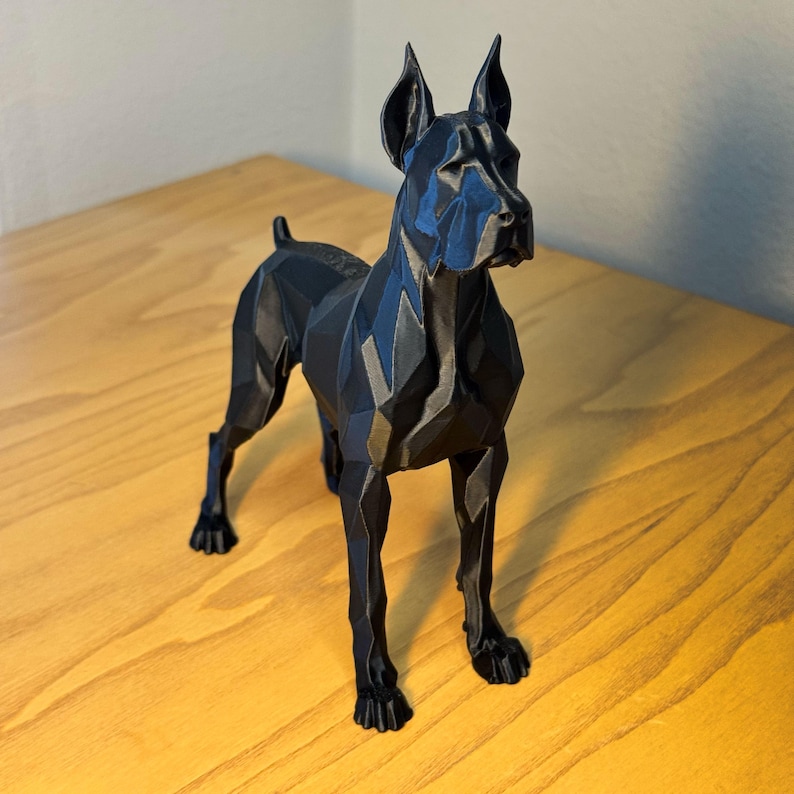 Low Poly Doberman Statue – Minimalist Dog Decor | 3D Printed Figurine ...