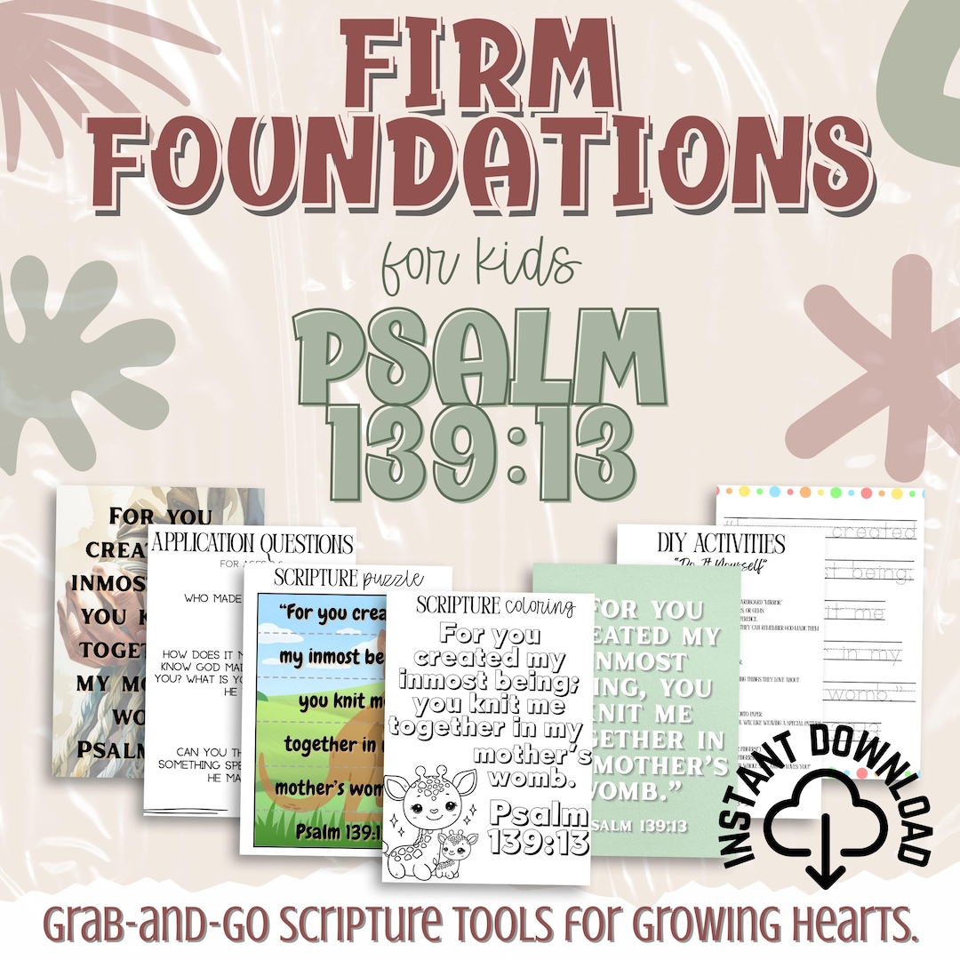 Firm Foundations for Kids | Psalm 139:13 | Bible Verse Memory Activity ...