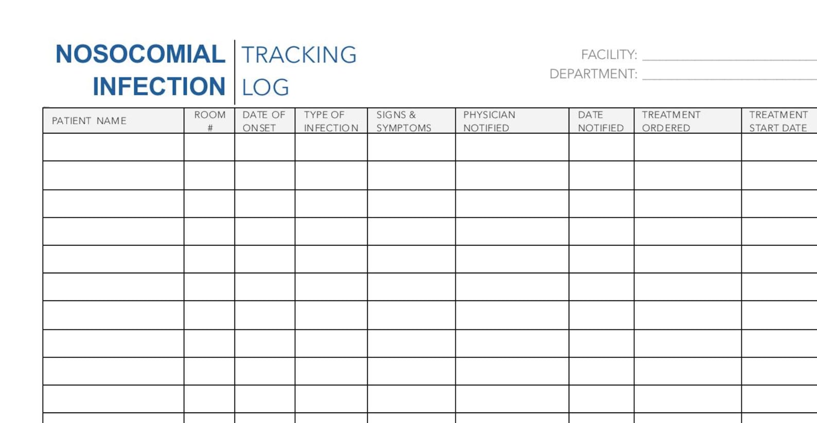 Patient Infection Tracking Log, Printable, PDF Nurse Documentation Form ...