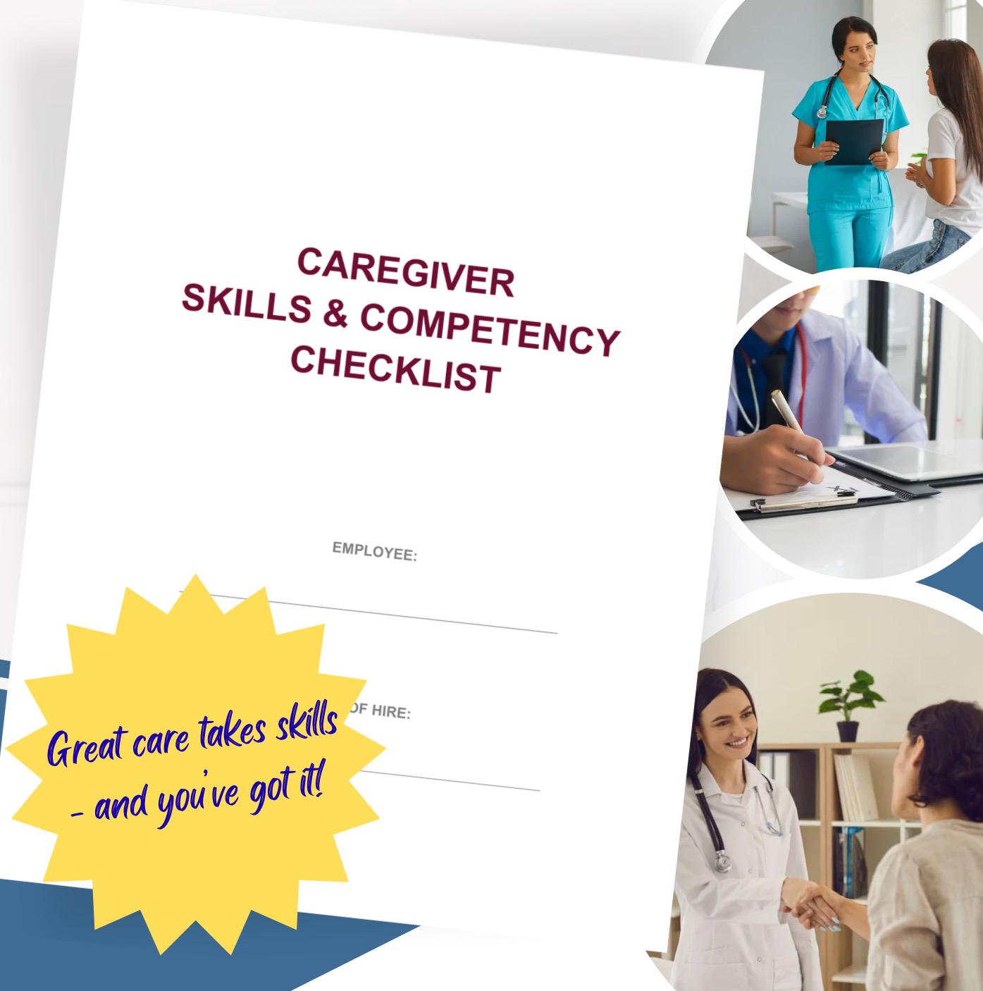 Caregiver Skills Checklist Competency Guide: PRINTABLE PDF ...