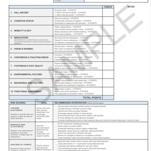 EDITABLE Fall Risk Assessment Form Fully Customizable for Nursing Homes ...