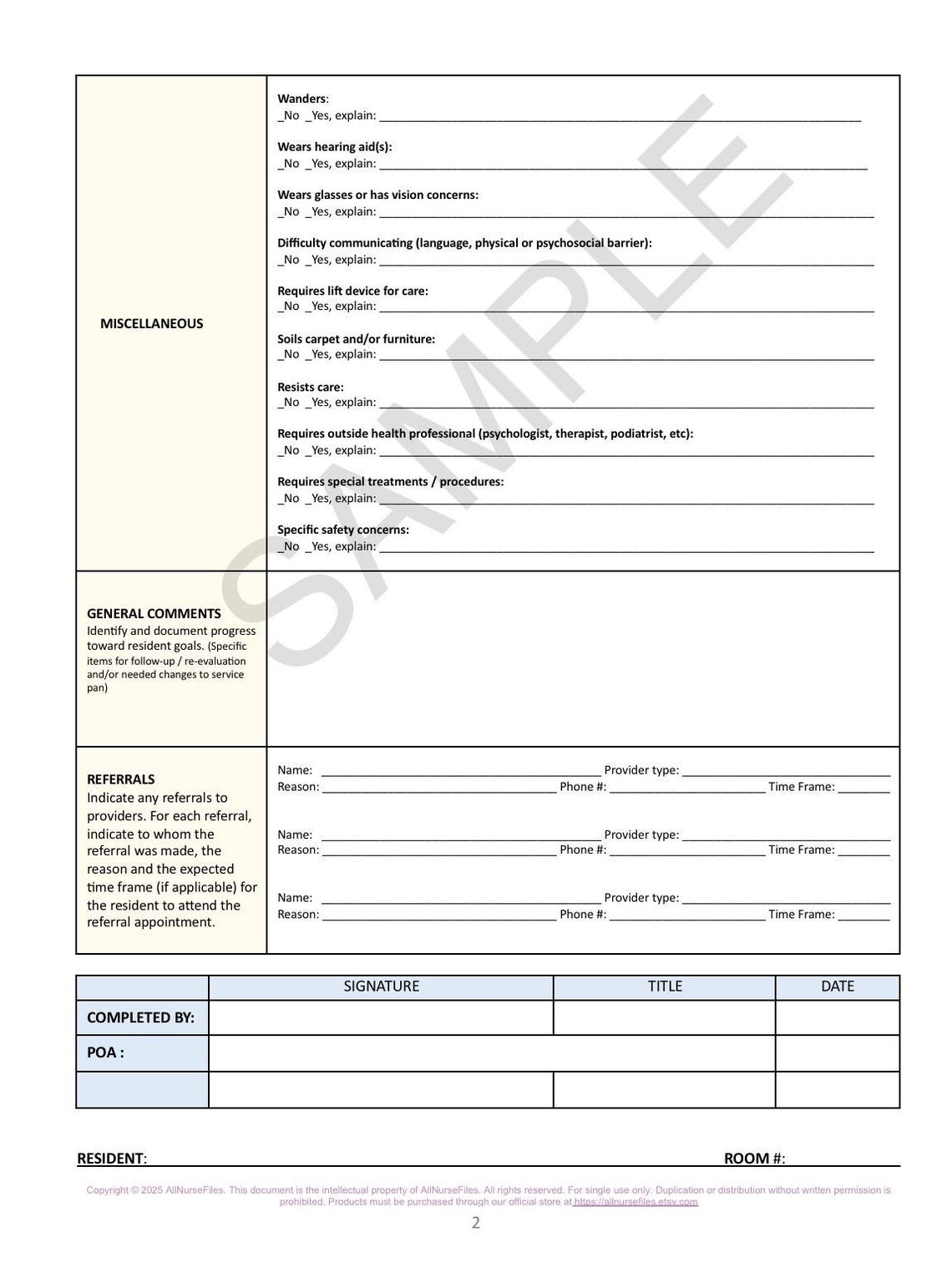 Patient Care Summary Plan Template – Printable PDF for Caregivers ...