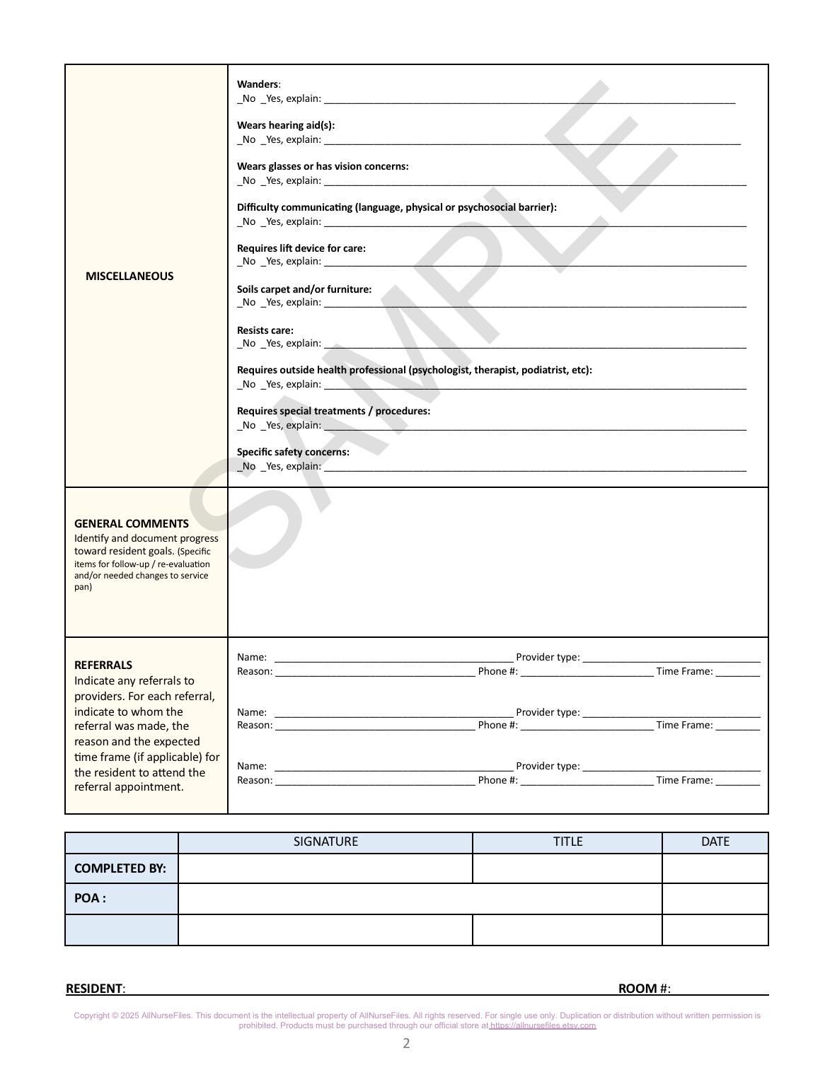 Patient Care Summary Plan Template – Printable PDF for Caregivers ...