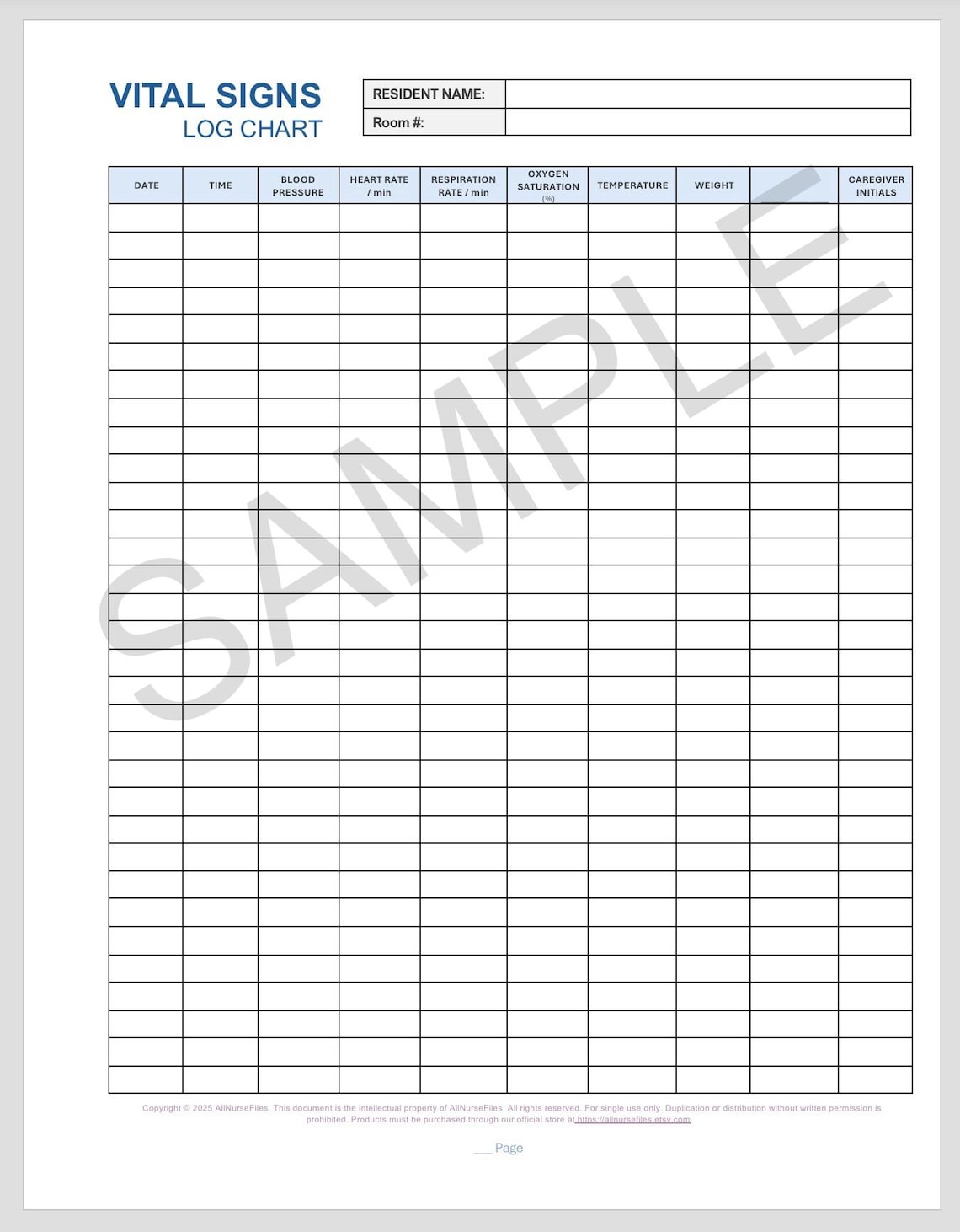 Vital Signs Log Chart, Daily Health Monitoring Sheet, Printable PDF ...