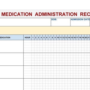 Medication Administration Record (MAR) EDITABLE Excel Template - Etsy