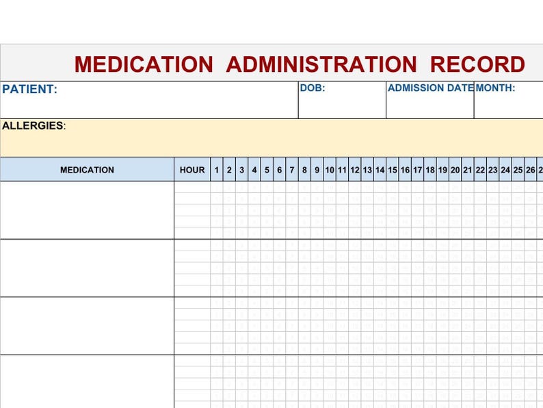 Editable Medication Administration Record (MAR) EXCEL Template ...
