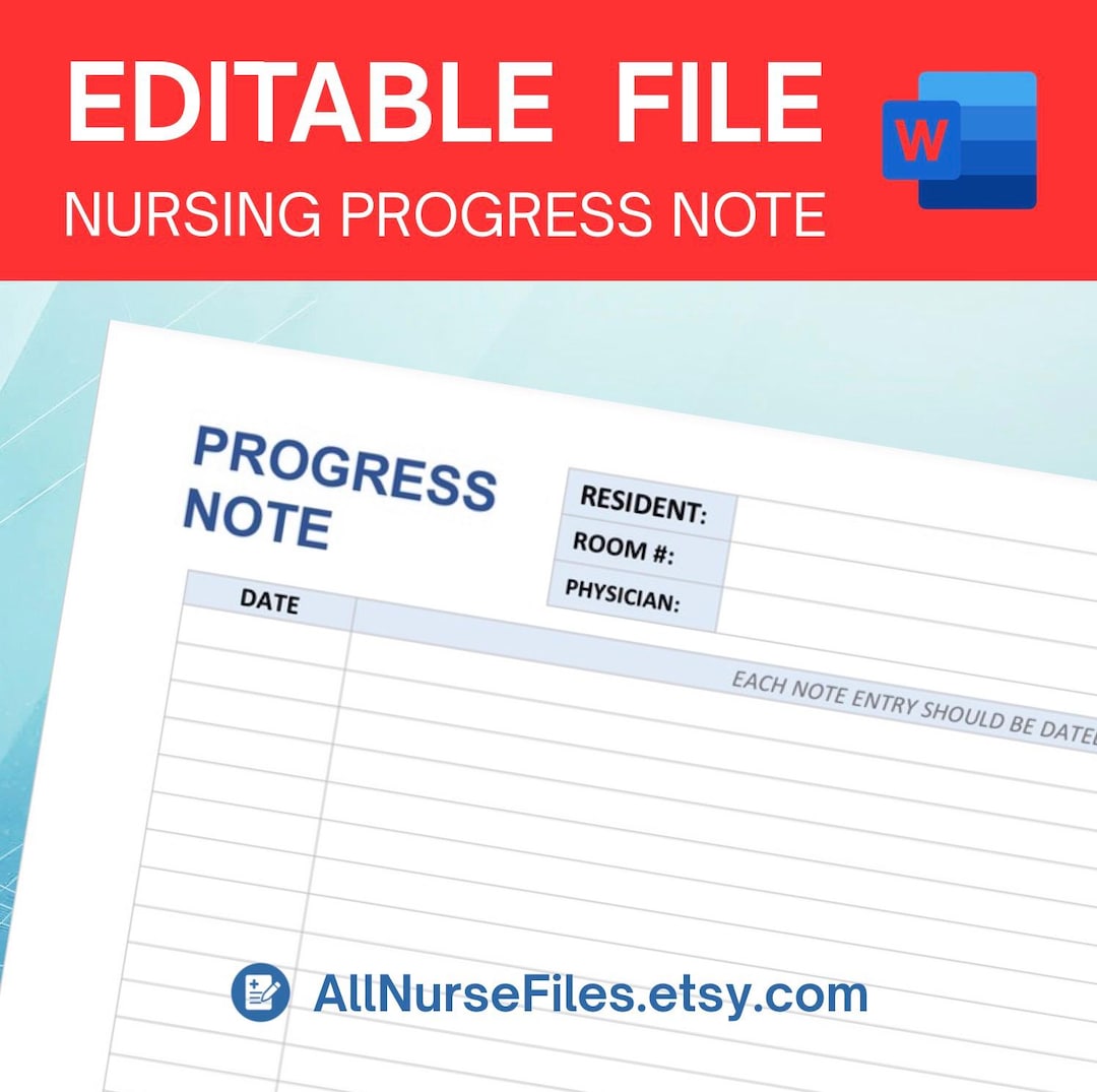 Progress Note - EDITABLE - for Resident and Patient Care (medical and ...