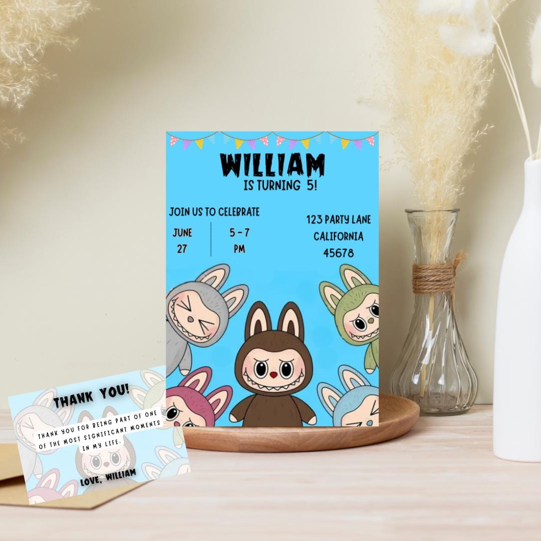 Editable Labubu Birthday Invitation - Canva - Instant Download ...