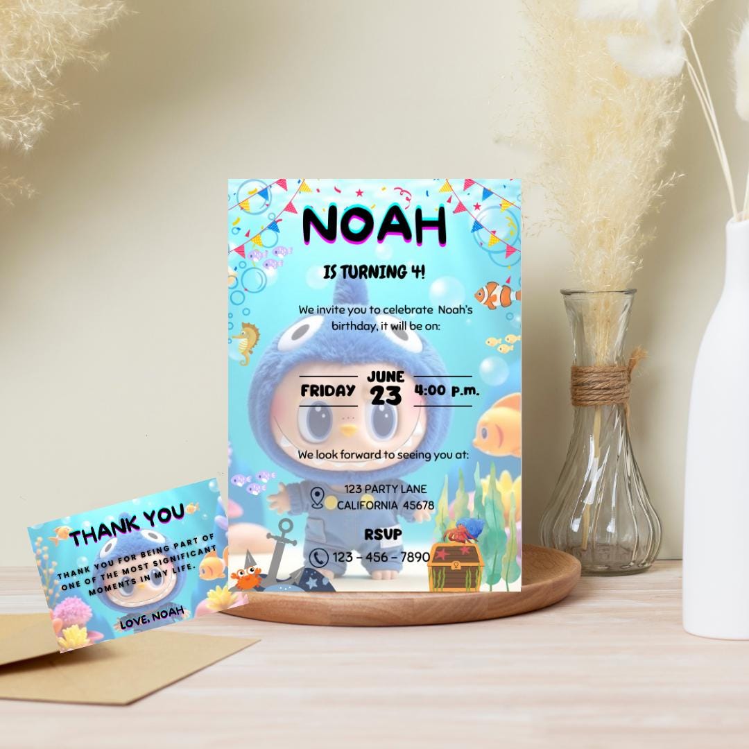 Editable Labubu Birthday Invitation - Canva - Instant Download ...