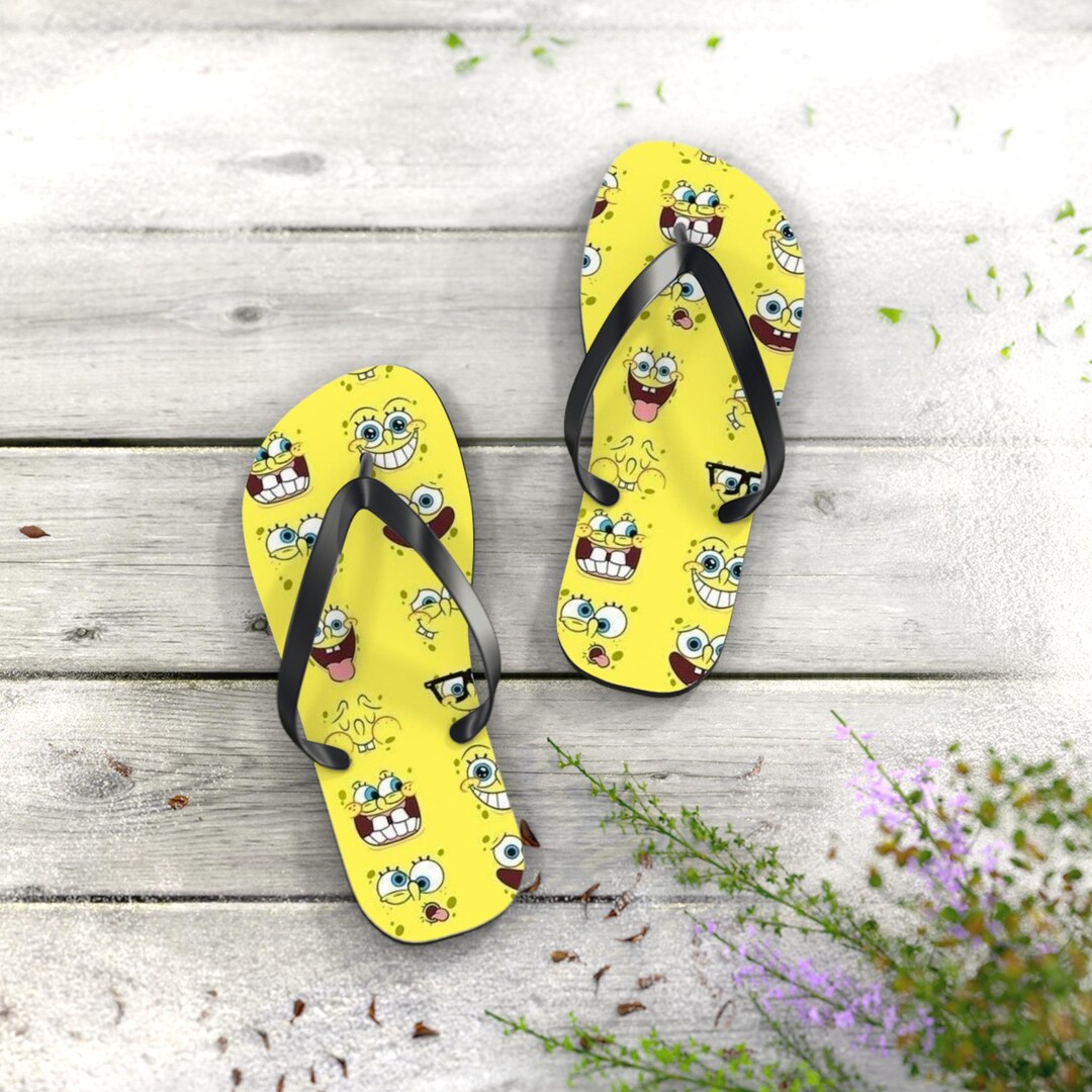 Fun Spongebob Flip Flops, Cartoon Beach Footwear, Summer Sandals for ...