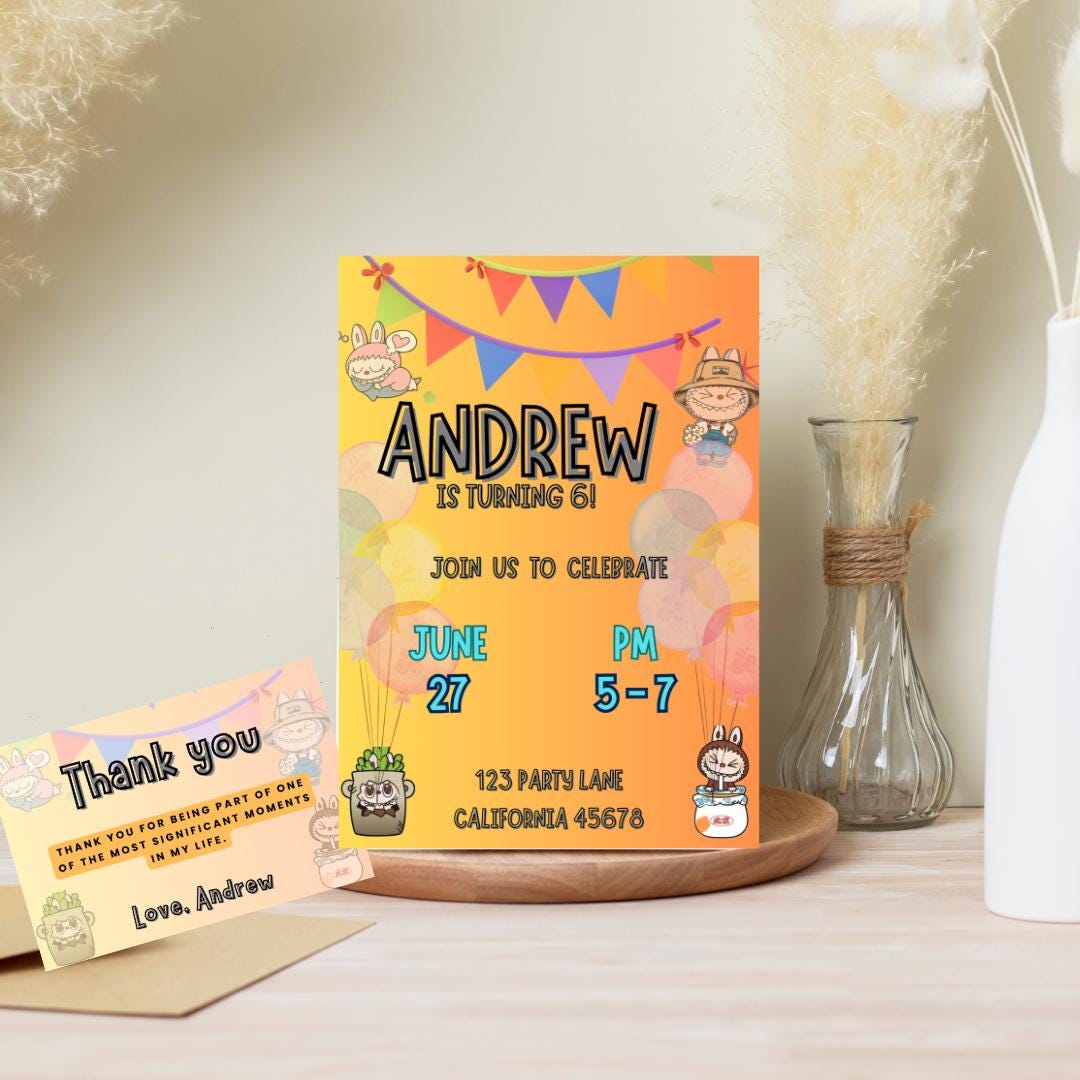 Editable Labubu Birthday Invitation - Canva - Instant Download ...