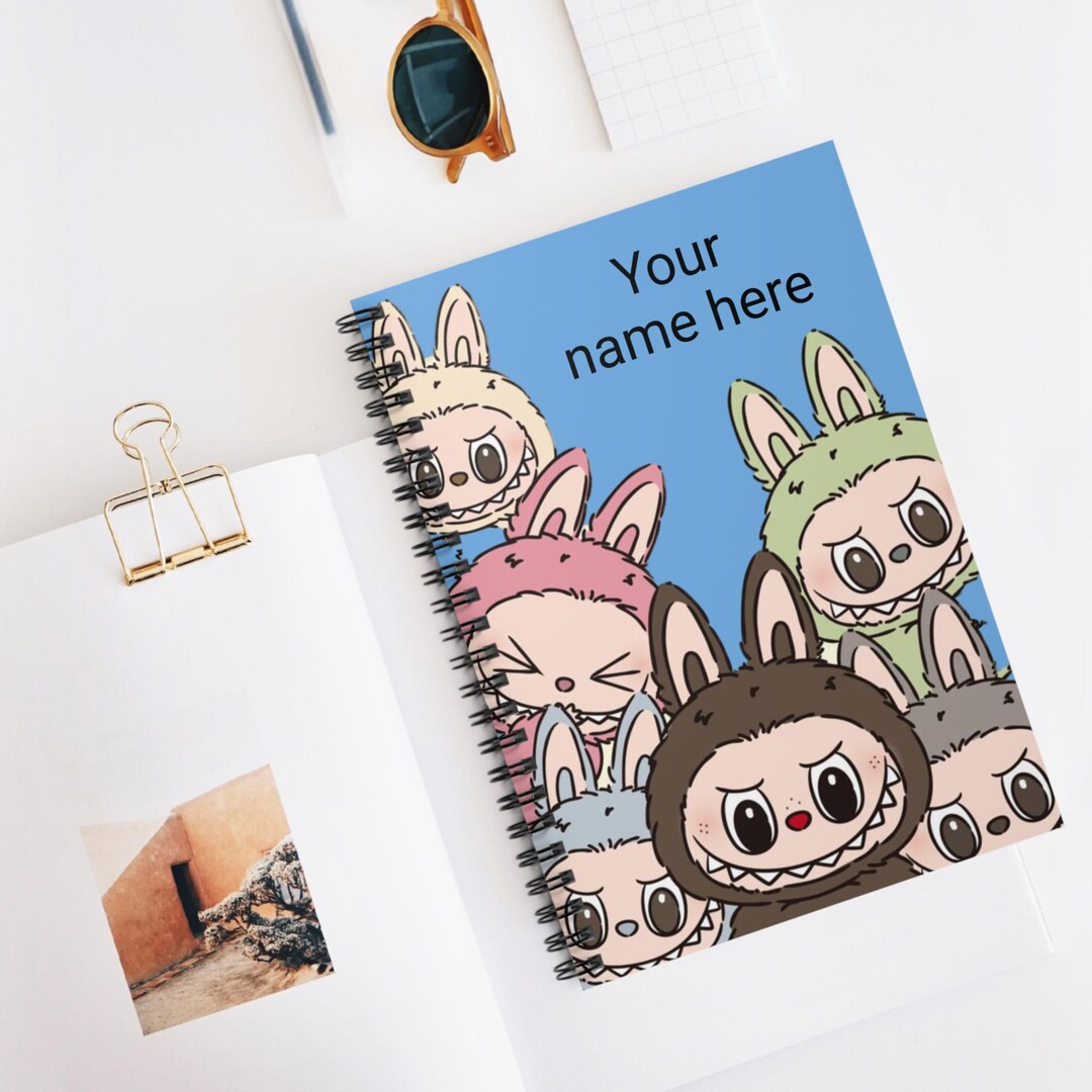 Personalized Spiral Notebook - Cute Labubu Design, Customizable Journal ...