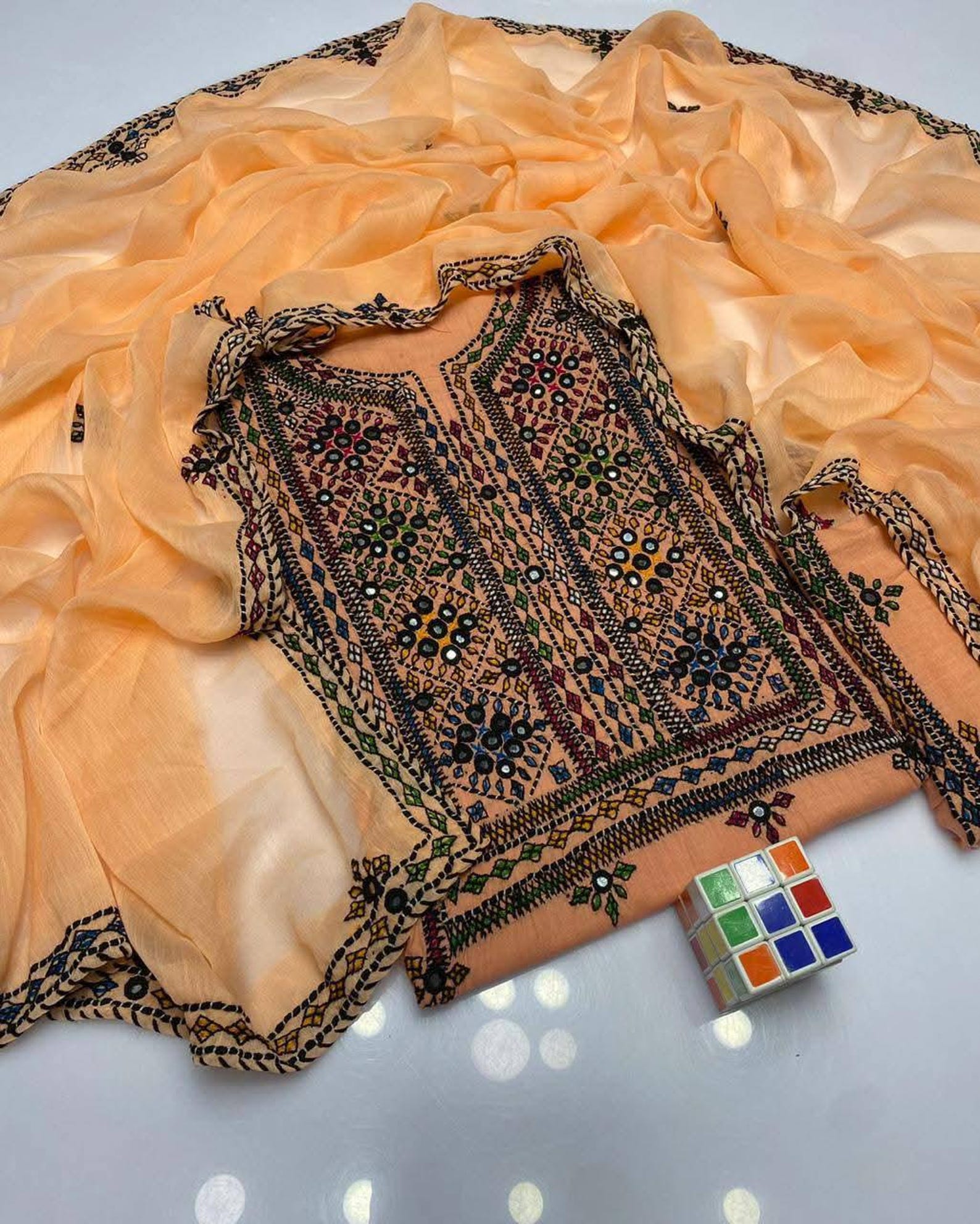 Handmade Balochi Embroidered Shirt Fabric – 3 Meter Traditional Shisha ...