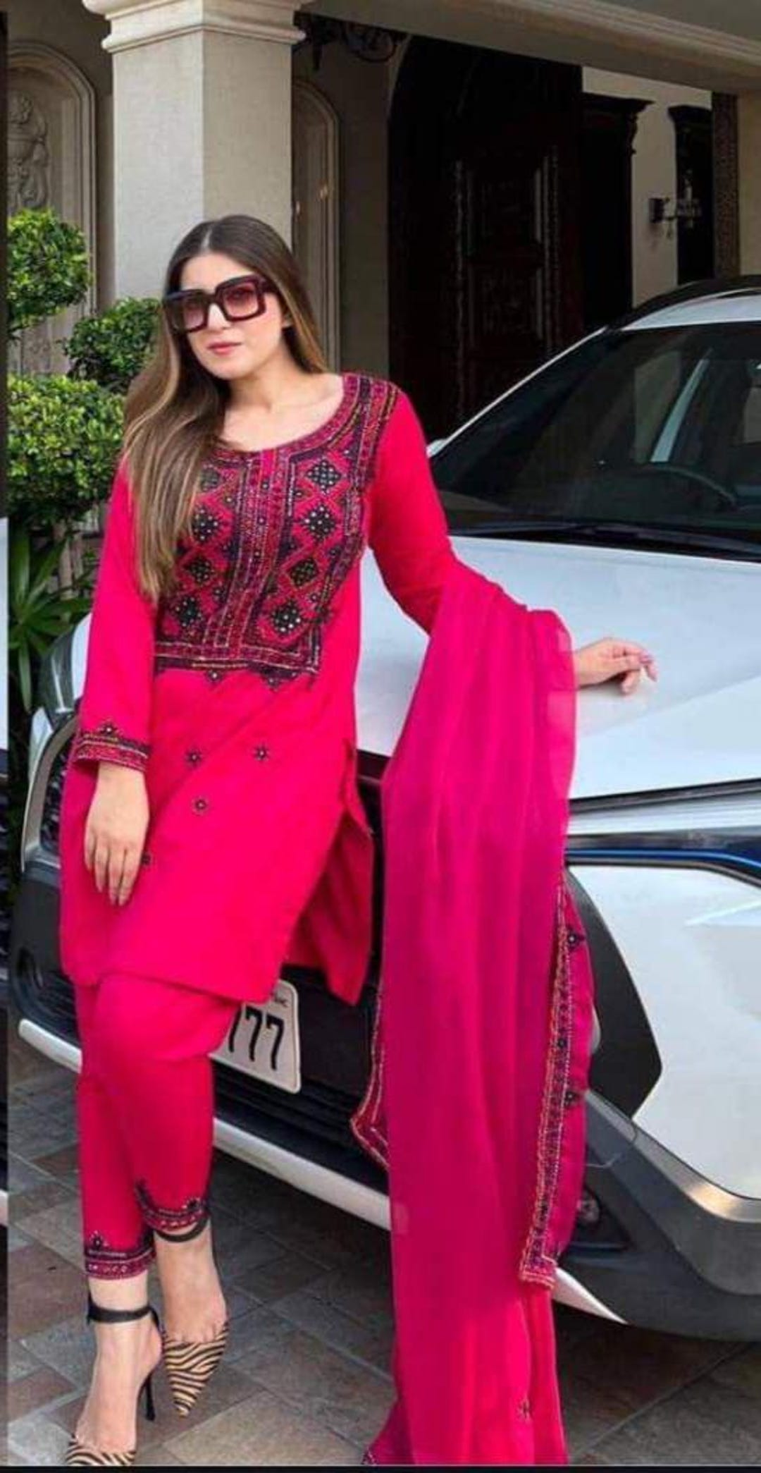 Handmade Balochi Embroidered Shirt Fabric – 3 Meter Traditional Shisha ...