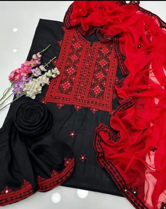 Handmade Balochi Embroidered Shirt Fabric – 3 Meter Traditional Shisha ...
