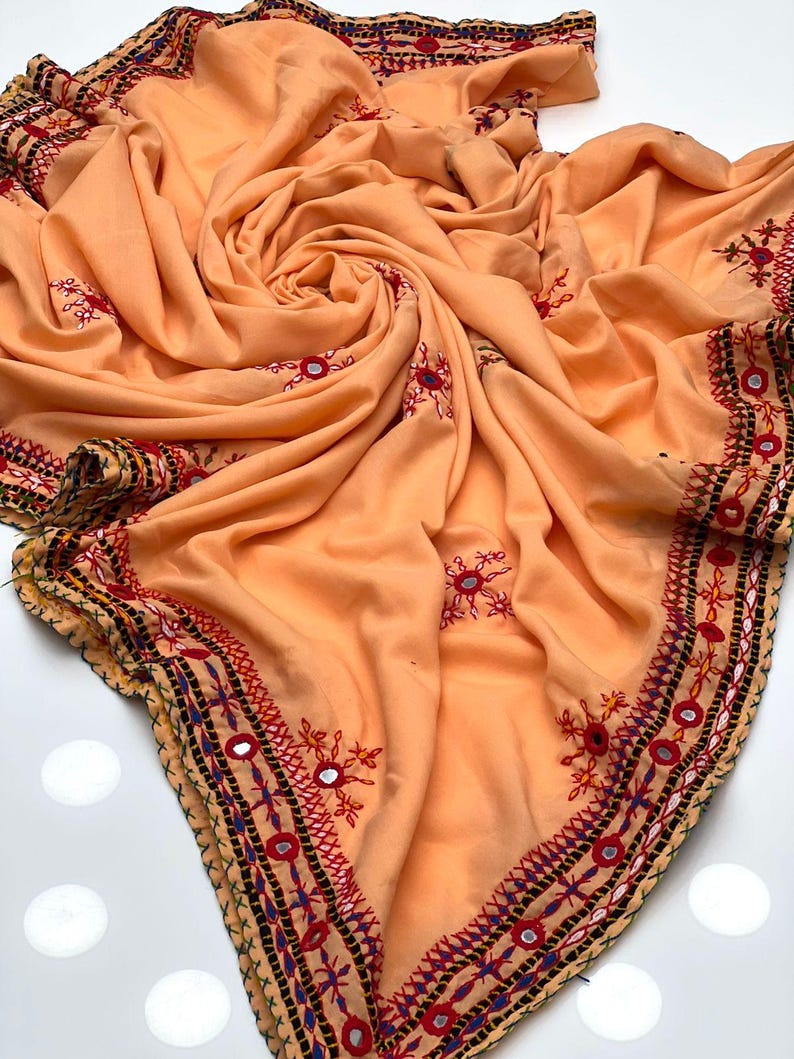 Balochi Style Swiss Lawn Shawl | Handcrafted Traditional Pakistani ...
