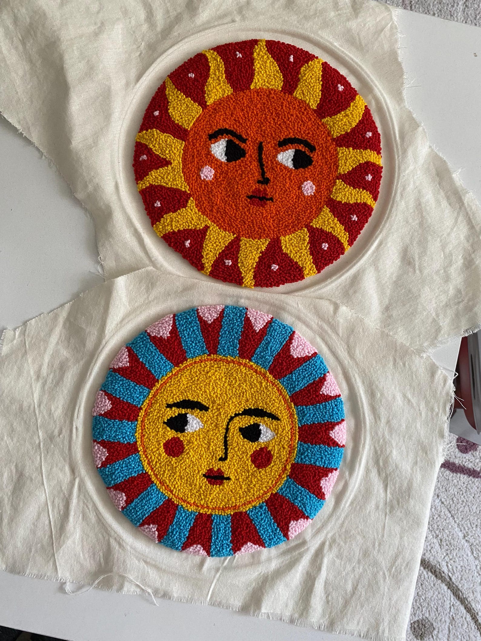 Cute Sun Punch Wall Art Decor, Punch Needle Wall Accessories, Handmade ...