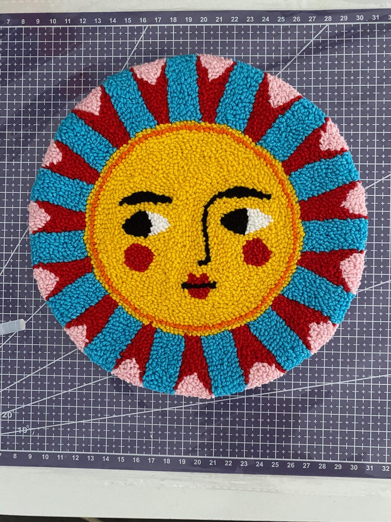 Cute Sun Punch Wall Art Decor, Punch Needle Wall Accessories, Handmade ...