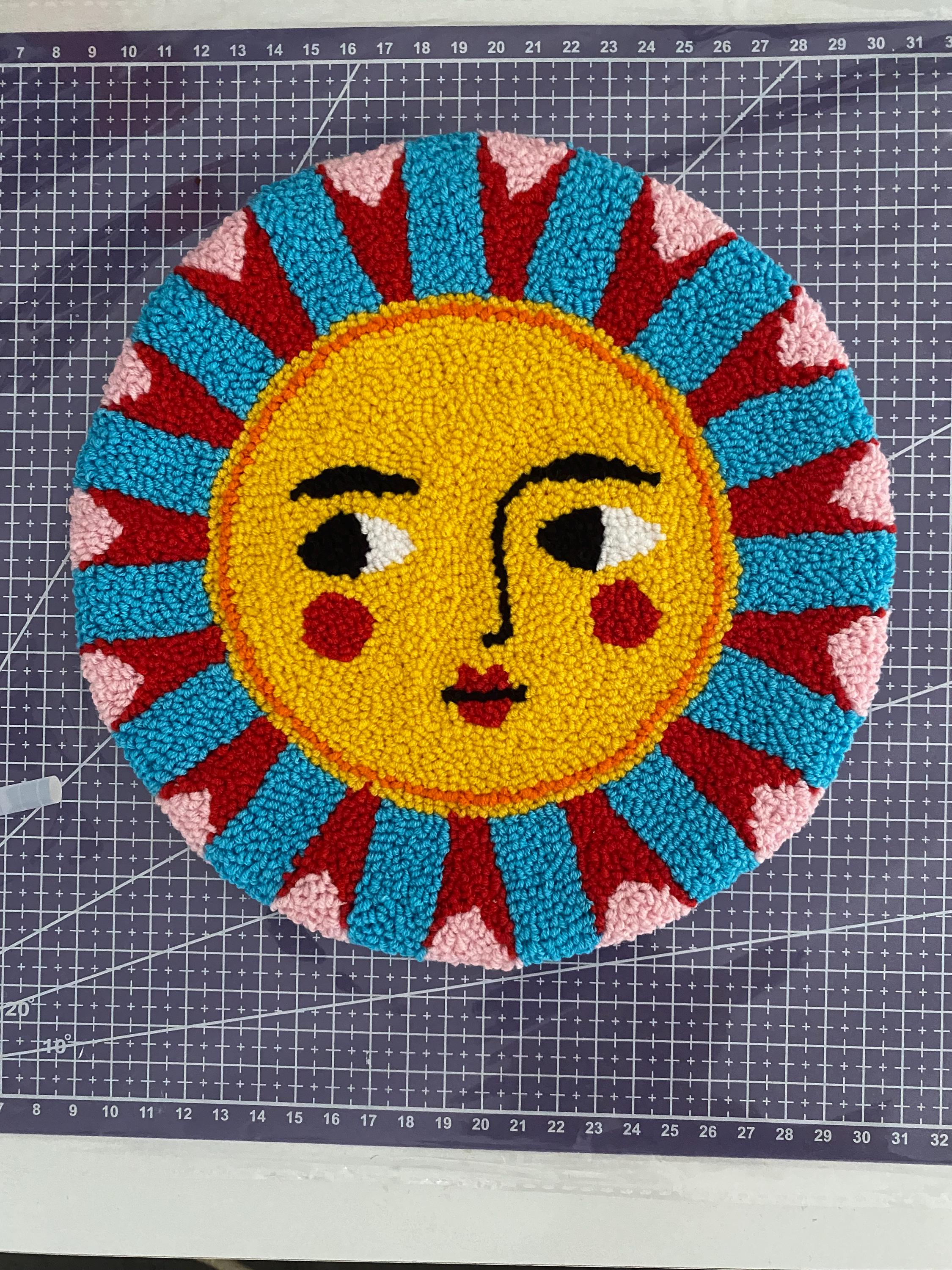 Cute Sun Punch Wall Art Decor, Punch Needle Wall Accessories, Handmade ...