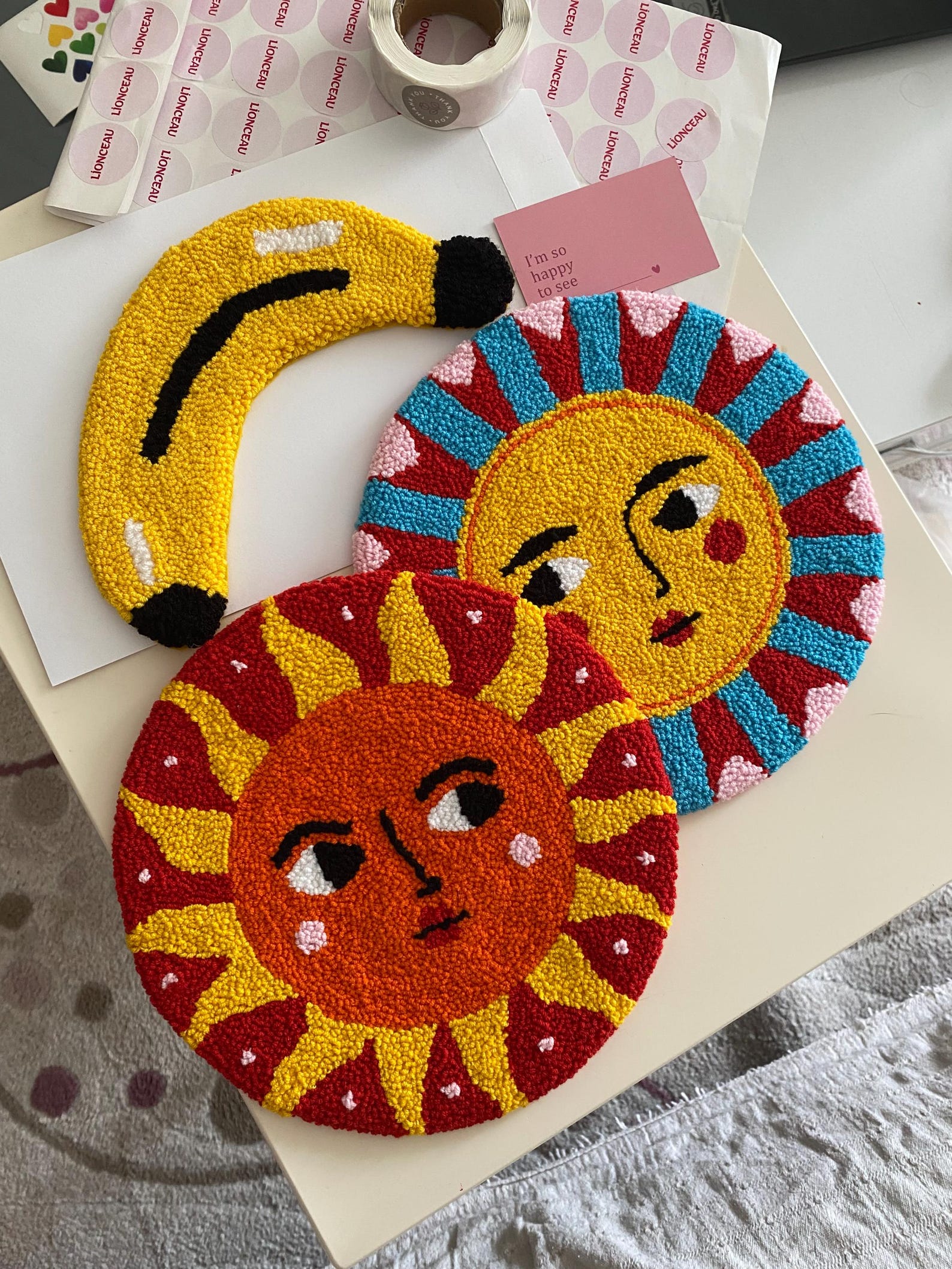 Cute Sun Punch Wall Art Decor, Punch Needle Wall Accessories, Handmade ...