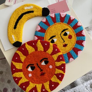 Cute Sun Punch Wall Art Decor, Punch Needle Wall Accessories, Handmade ...