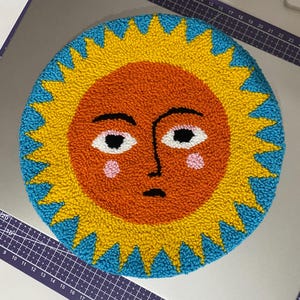 Cute Sun Punch Wall Art Decor, Punch Needle Wall Accessories, Handmade ...