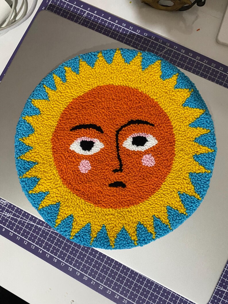 Cute Sun Punch Wall Art Decor, Punch Needle Wall Accessories, Handmade ...