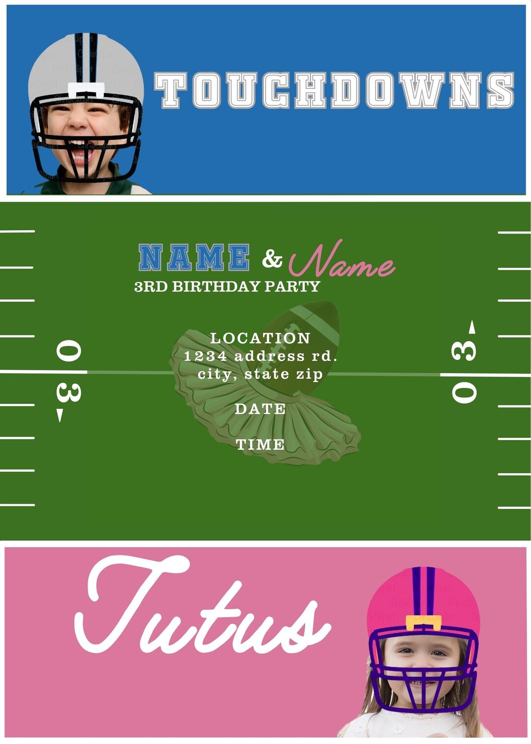 Touchdowns & Tutus Invitation - Etsy