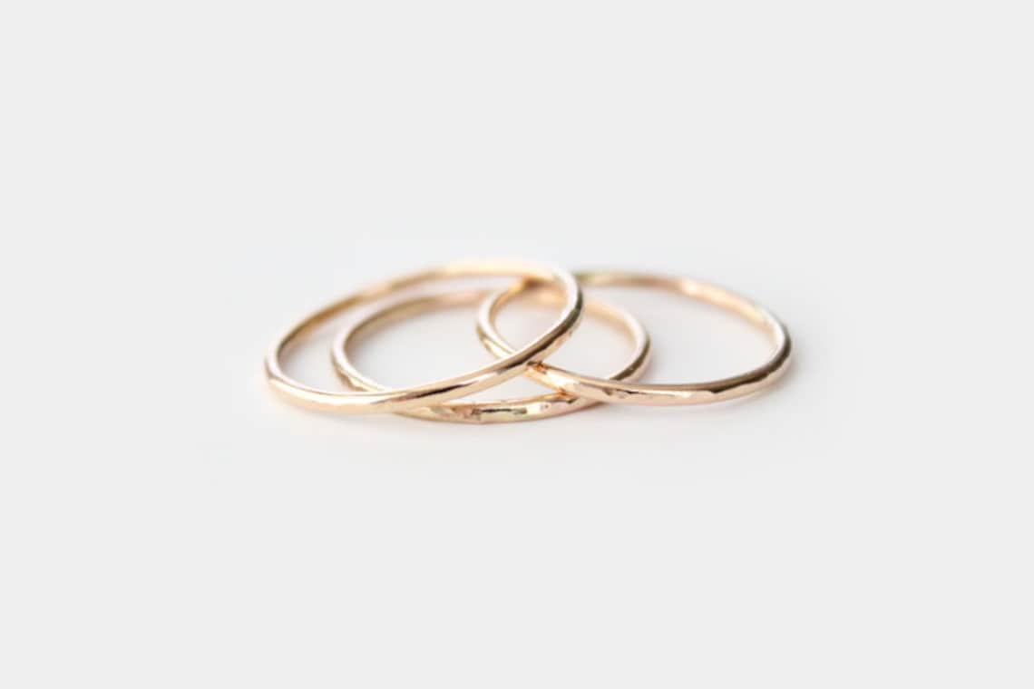 Gold Filled Stacking Rings Thin Band Ring Set of 3 | Etsy