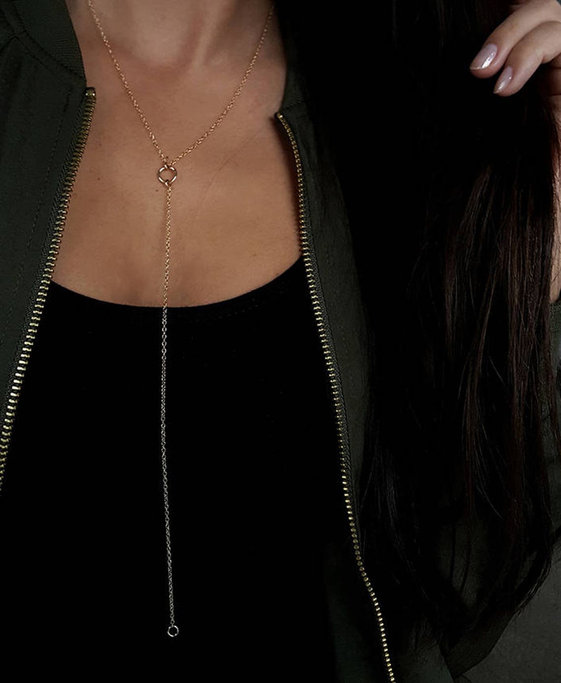 Halston Lariat Necklace - 14k Gold Filled or Sterling Silver - Etsy