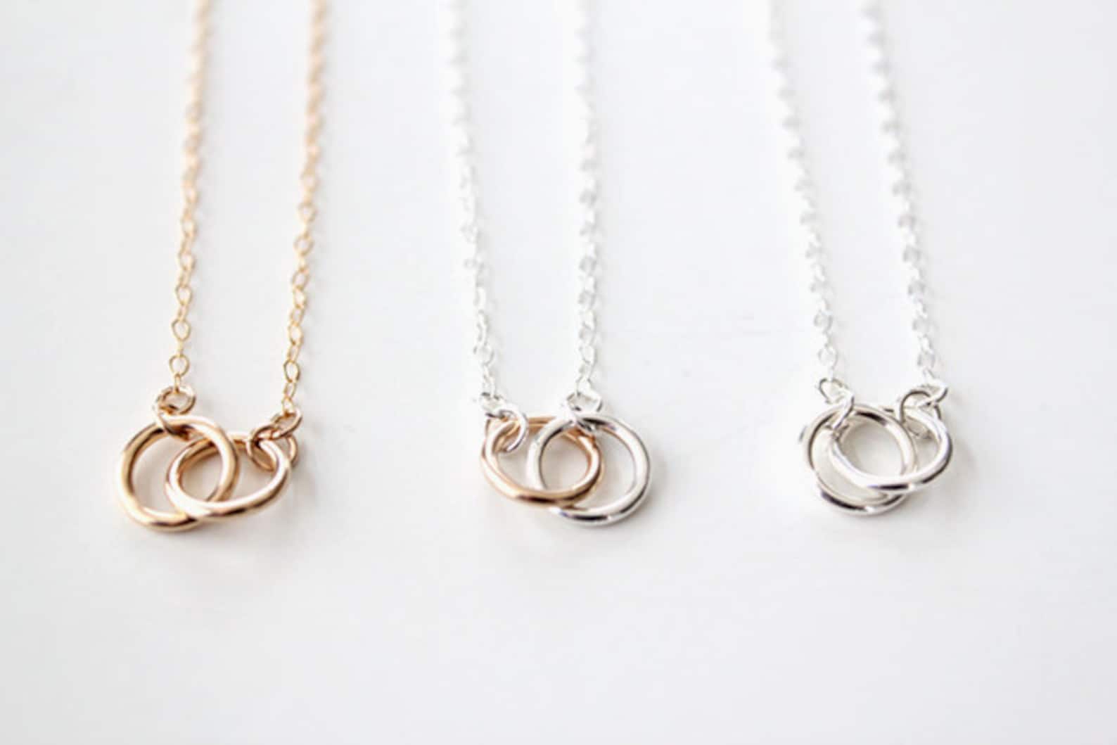 14k Gold Filled Double Ring Necklace Eternal Gold - Etsy