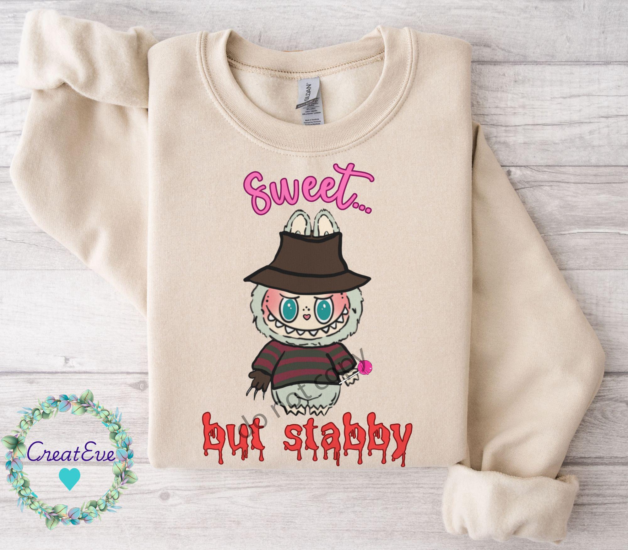 Hand Drawn Labubu Freddy Krueger Halloween T-shirt Design | Cute Horror ...