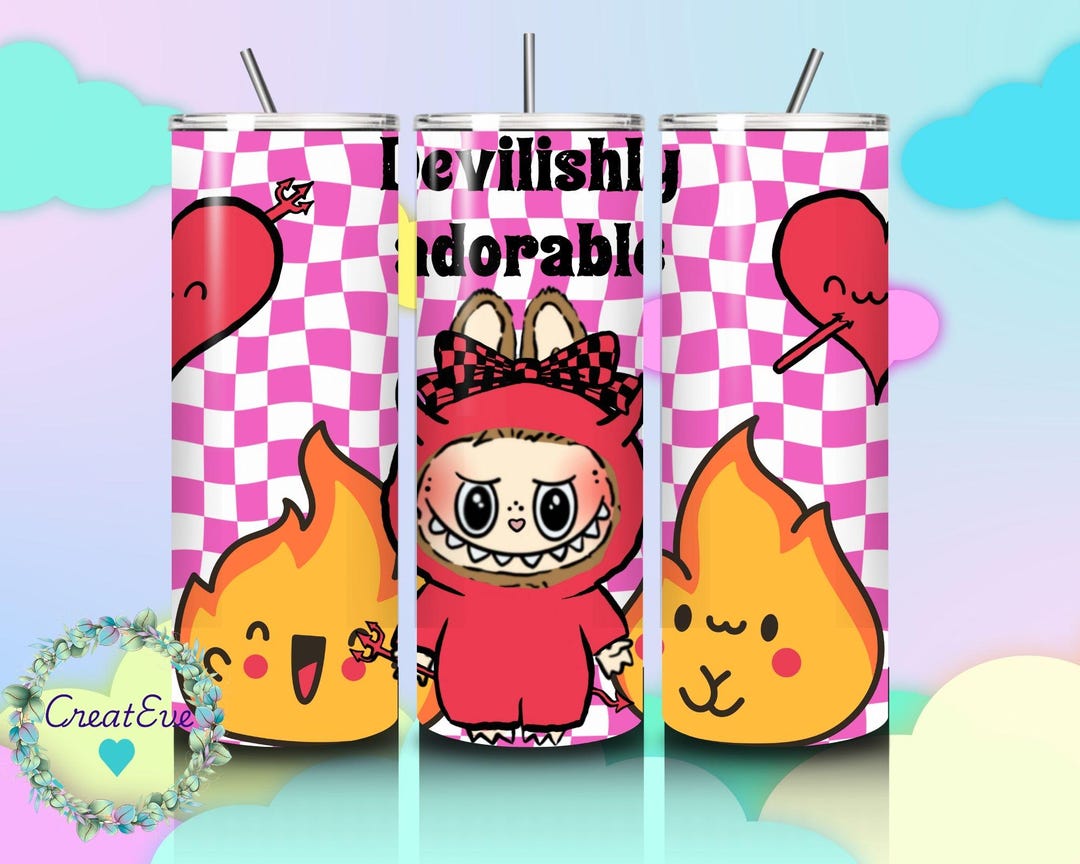 Hand Drawn Monster Doll Devil Halloween Tumbler Wrap PNG | Cute Uwu ...