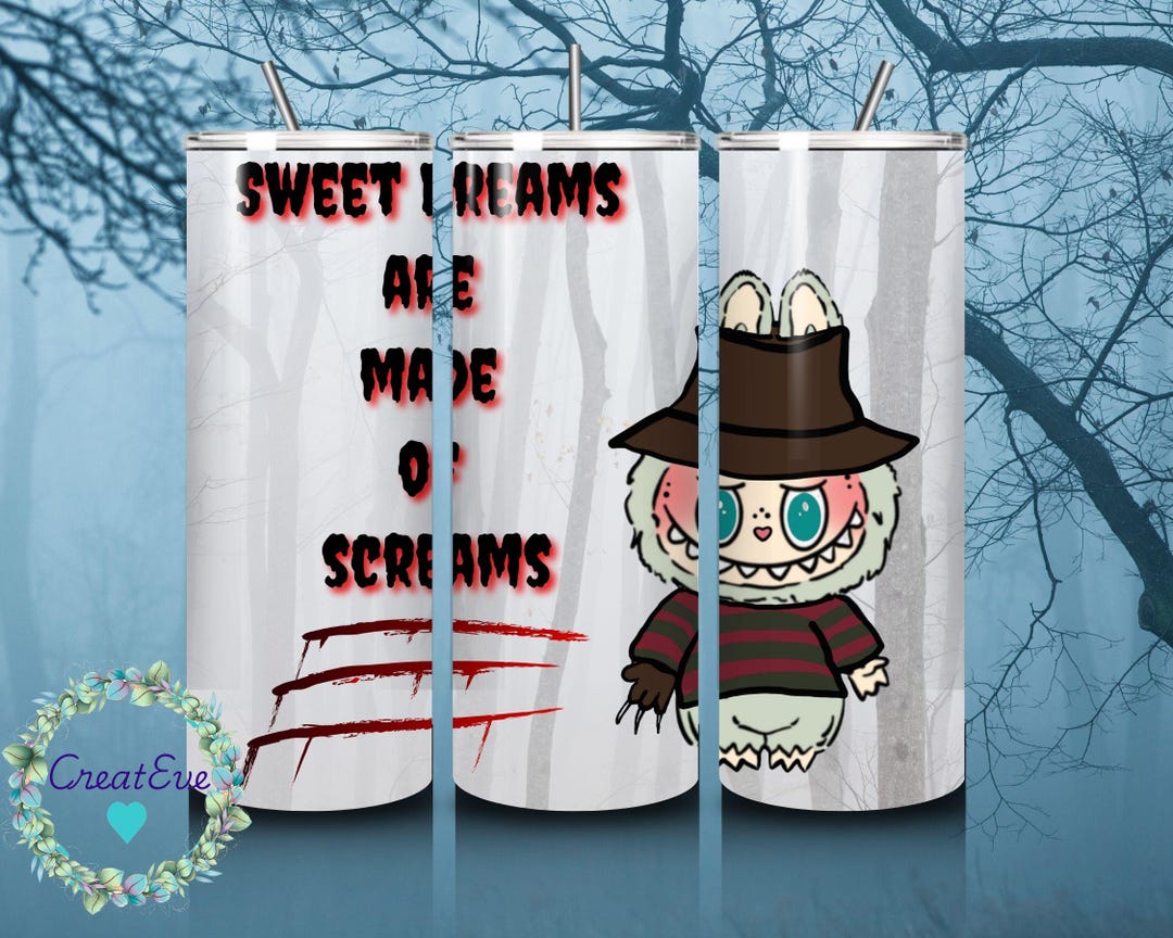 Hand Drawn Monster Doll & Dream Killer Halloween Tumbler Wrap PNG ...