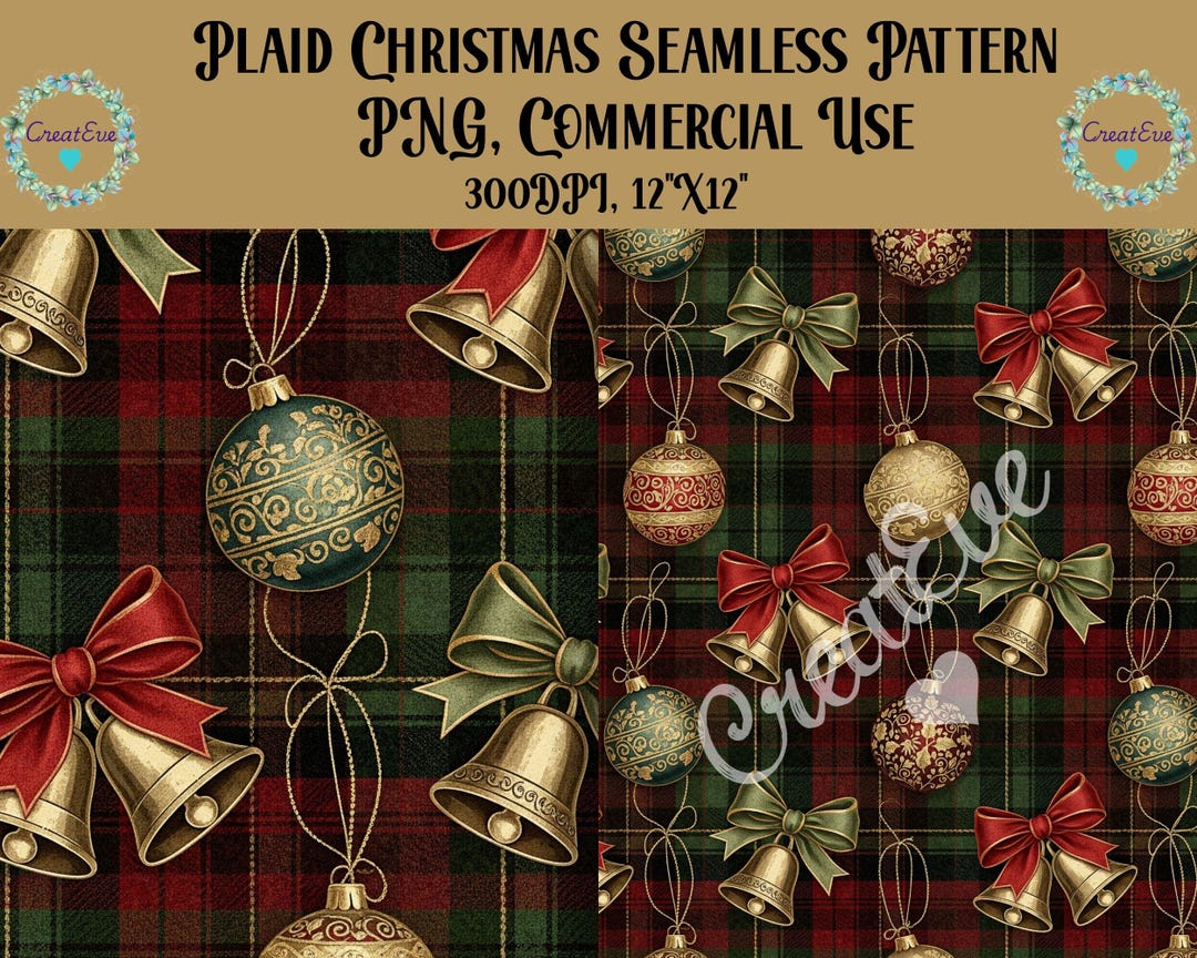 Christmas Seamless Pattern PNG: Classic Colors Digital Download ...