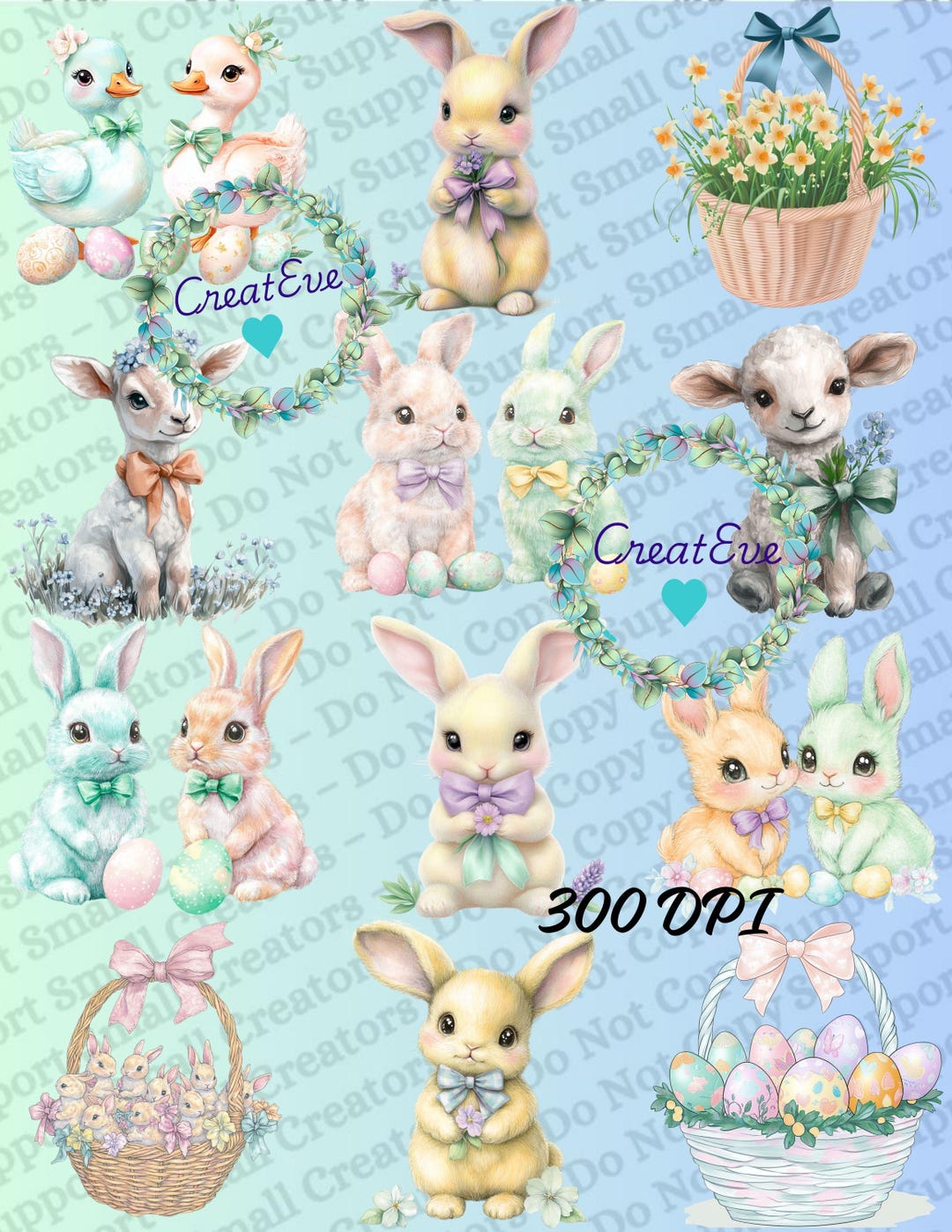 Cute Easter Clipart Bundle | Spring Image PNG | Cute Bunnies | Adorable ...