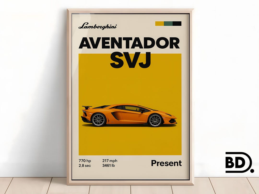 Lamborghini Aventador SVJ Poster: Supercar Automotive Art (digital ...