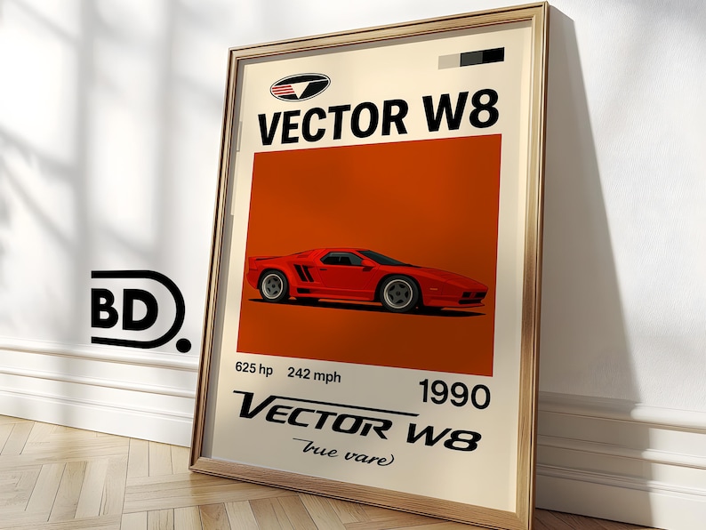 Vector W8 Poster - Supercar Wall Art for Car Enthusiasts, Iconic ...