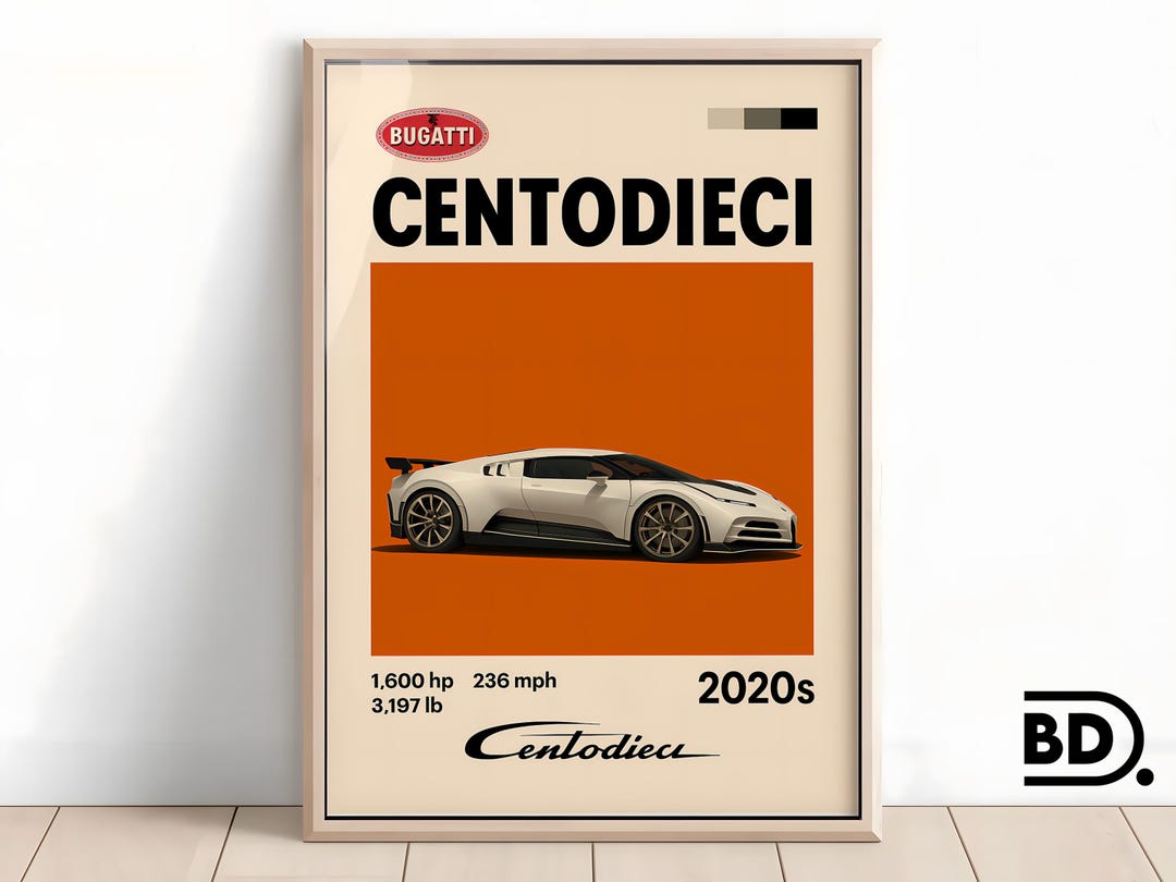 Bugatti Centodieci Prototype Poster - Supercar Wall Art for Car ...