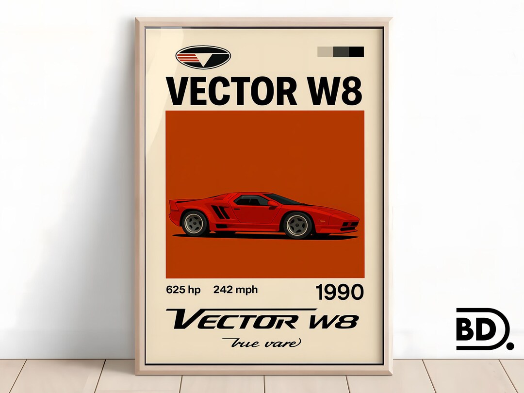 Vector W8 Poster - Supercar Wall Art for Car Enthusiasts, Iconic ...