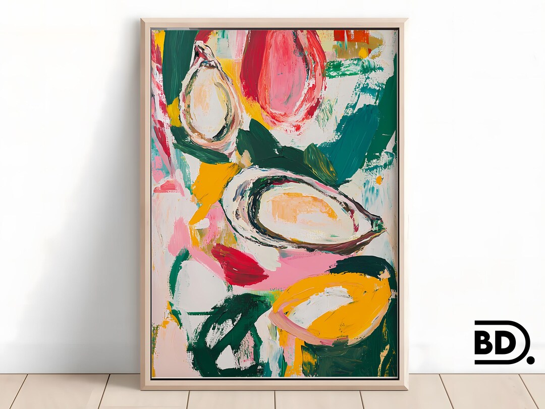Colorful Abstract Dinner Table Art Print | Maximalist Kitchen Wall ...