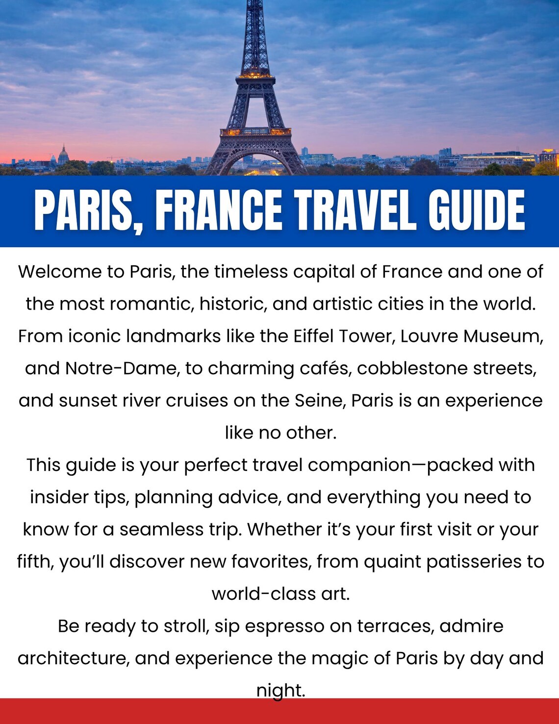 Paris Travel Guide | 5-page Printable & Digital Client Packet | France ...