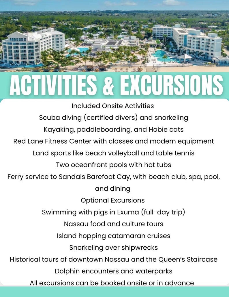 Sandals Royal Bahamian Travel Guide | Printable PDF Resort Packet | All ...
